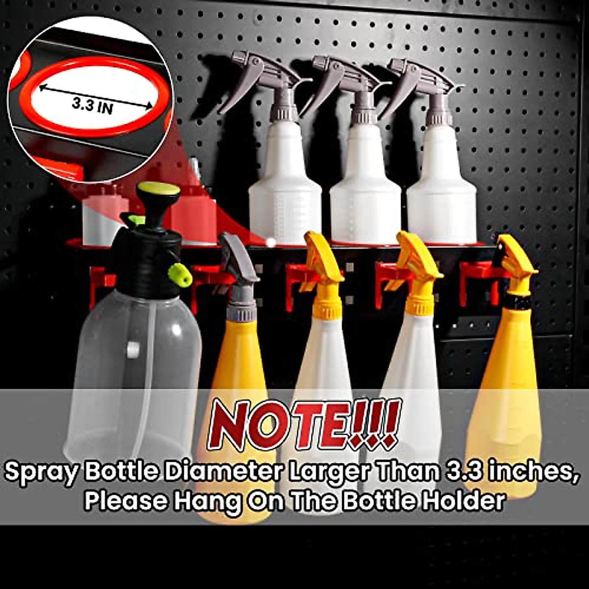 ALL4DETAIL Spray Bottle Holder, Multifunctional Spray Bottle Rack Car Beauty Shop Accessory Display with 5 Plastic Hanging Hooks - Plastic Spray Bottle - Squeeze Bottle