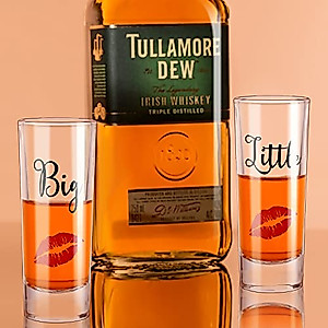 Jutom Big Little Shot Glasses 2 Pcs Glass Tequila Glasses 2 oz Shot Glass Tall Shot Glass Thick Base Shot Glass Mini Glass Cups Double Side Cordial Glasses Big Little Sorority Gifts for Wine Whiskey