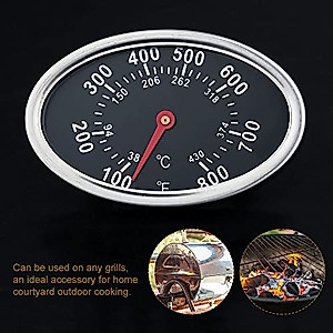 Mtsooning Grill Thermometer Replacement for Nexgrill Brinkmann Charmglow, 3 Inch BBQ Gauge Stainless Steel Heat Indicator, Oval Barbecue Temperature