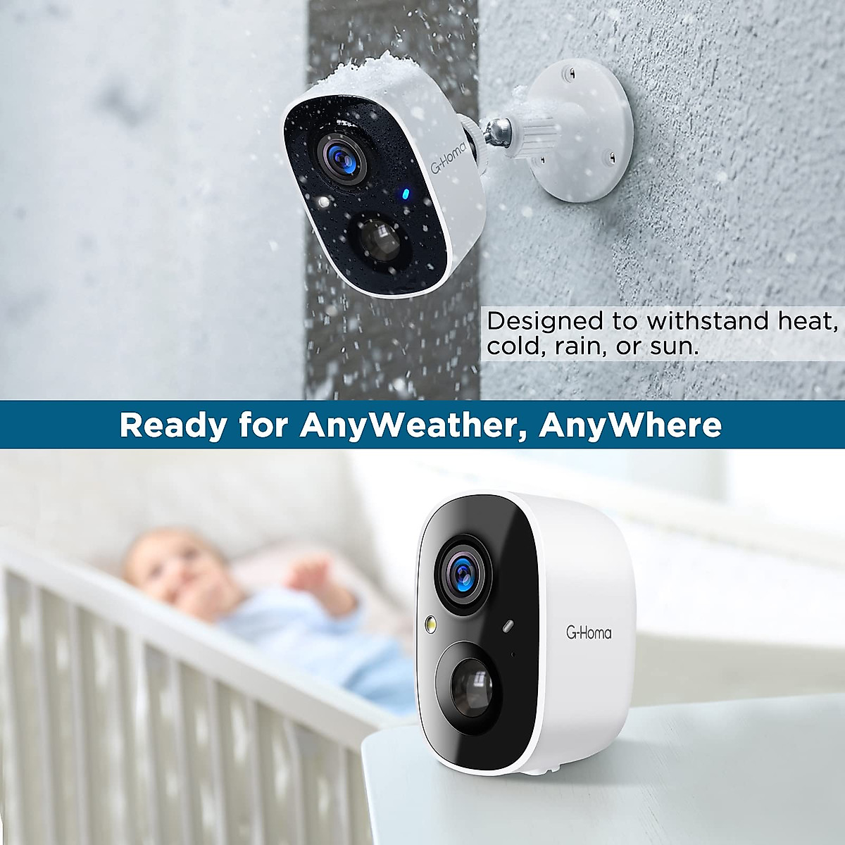 G-Homa Security Camera Wireless Outdoor, WiFi 1080P Battery Powered Cameras for Home Security with Spotlight Color Night Vision/Siren Alarm/2-Way Audio/Waterproof/Smart AI Motion Detection