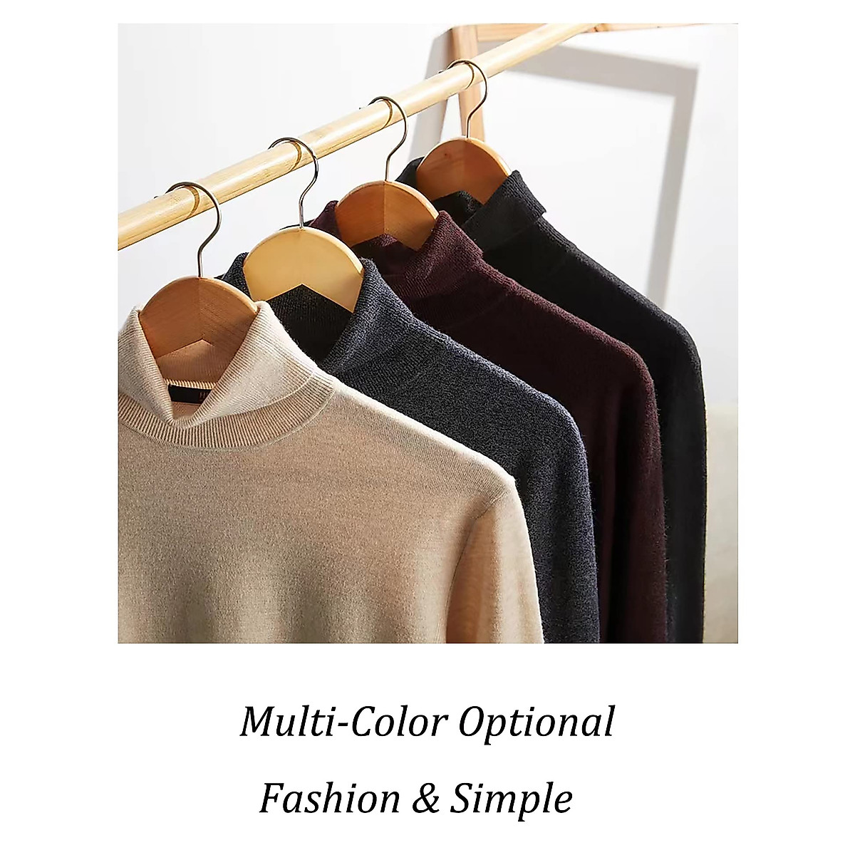 KINGBEGA Men's Turtleneck Slim Fit Basic Knitted Thermal Casual Long Sleeve Pullover SweatShirt, White1, X-Large