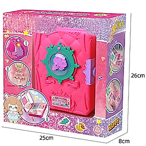 Toys for 3 4 5 6 7 8 Year Old Girl,Unlock Real Little Things Dress Up Accessories Magic Book Set with Lighting Sound,Gifts for Christmas Birthday(Red)