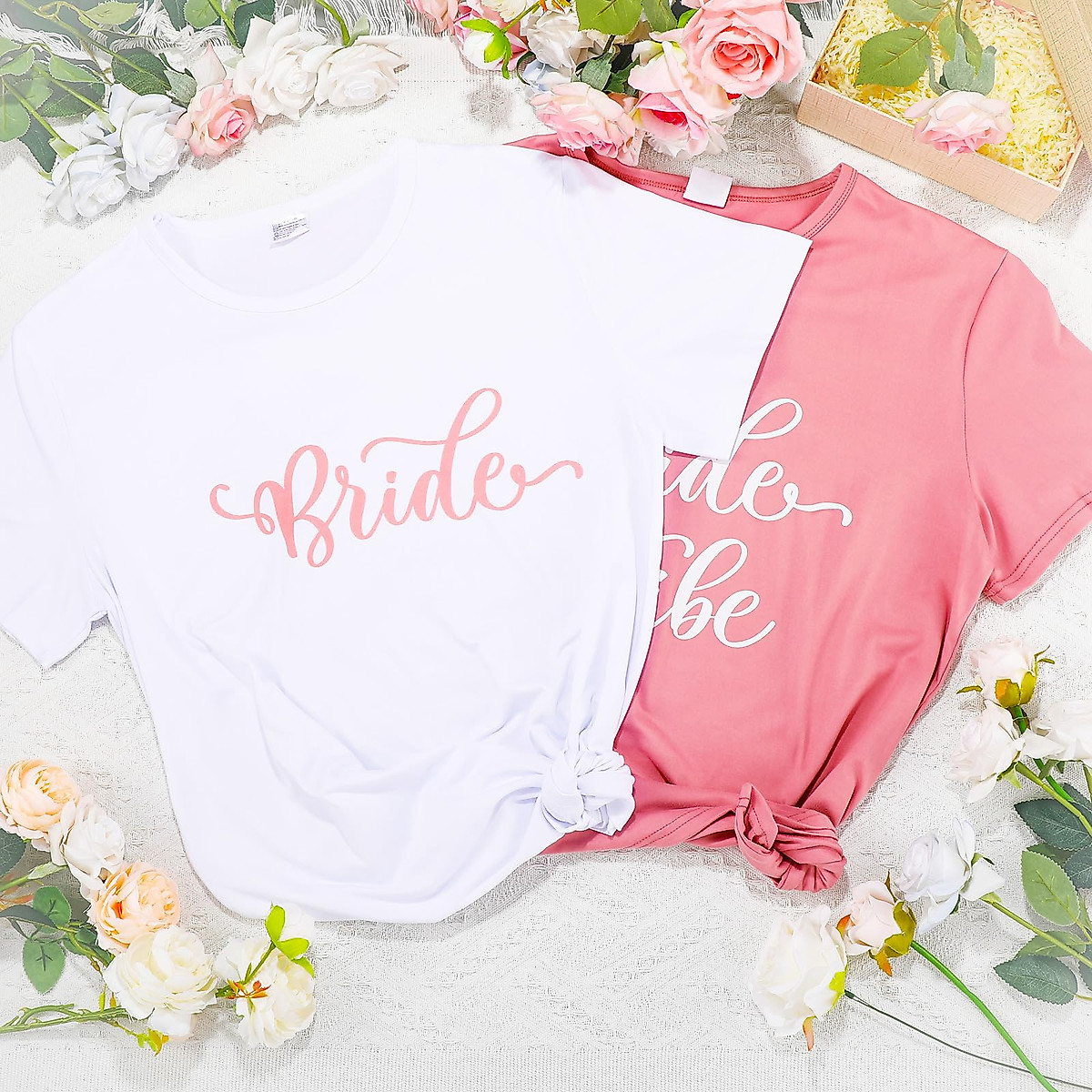 Leumoi 7 Pcs Bachelorette Party Tee Shirt Funny Bridal Party Gift Bride and Bridesmaid T Shirt Bridesmaid Proposal Gift Bridal Team Wedding T Shirt for Women