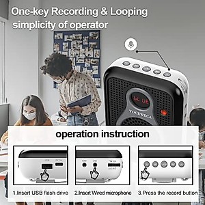 Voice Amplifier with Wired Headset Microphone, Supports Mute, Bluetooth 5.0, Recording, Portable Speech Amplification Speaker for Teachers, Instructors, Tour Guides, Yoga, etc…
