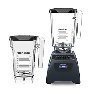 Blendtec Classic 575 Blender-WildSide (90oz) and FourSide Jar (75 oz) BUNDLE Professional-Grade Power-Self-Cleaning-4 Pre-programmed Cycles-5-Speeds, Slate Grey
