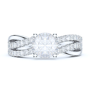 PRSTANI Sterling Silver Women's Crisscross Ring 1CT Round Brilliant Genuine Moissanite Infinite Twisted Engagement Ring (3)