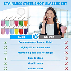 Yizhet 6 Pcs 2 oz Mini Tumbler Shot Glass with Straw and Lid, Sublimation Mini Shot Glass Tumblers, Stainless Steel Shot Glasses Set for Wedding Party Cocktail Coffee Whiskey (6 Colors)