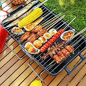 TAMYID Charcoal Grills, Portable BBQ Stove Grill Folding Charcoal BBQ Grill Stainless Steel Barbecue Net Outdoor Camping Cooking Picnic Barbecue Tools