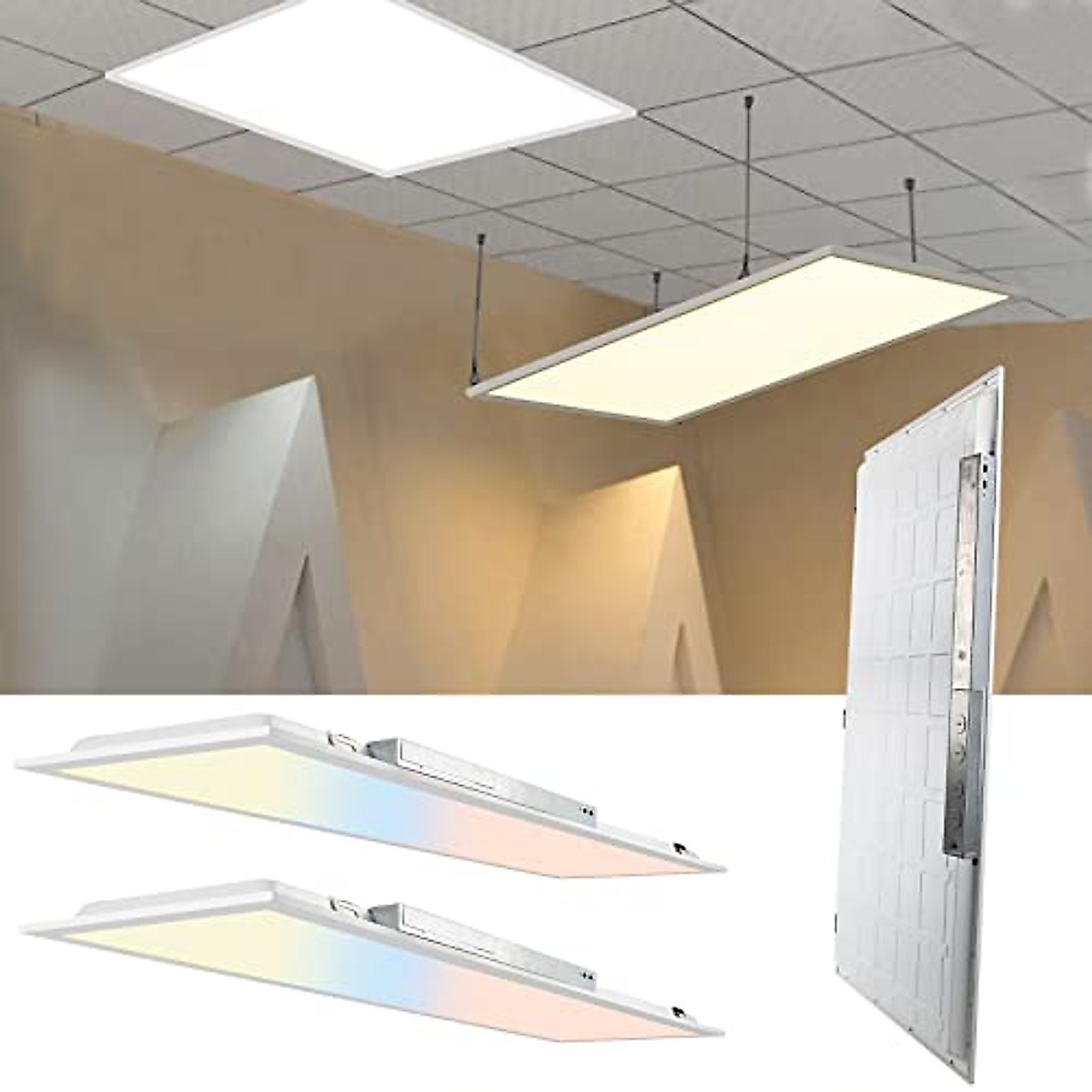 ETL Listed 2 Pack 1x4 Led Flat Panel Light,CRI90 3CCT 3000K/4000K/5000K ...