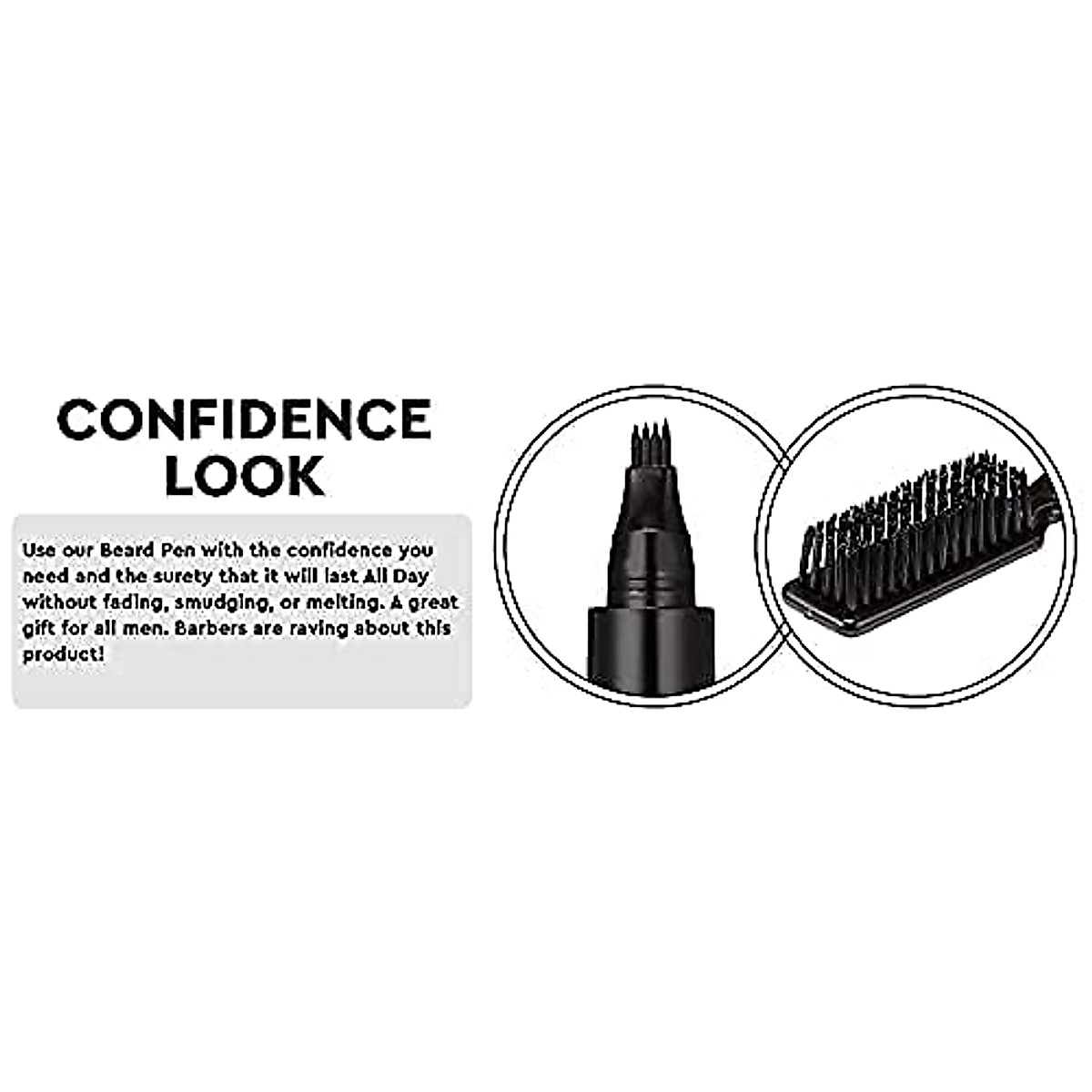 Gordon Andres Water Proof Beard Pencil for Men, Long Lasting Coverage & Natural Finish - Beard, Moustache & Eyebrows - Micro-Fork Tip for Seamless Application - Includes Brush for Blending (Black)