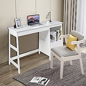 CZDYUF 47.5" Computer Desk Stand Desk Writing Study Workstation with Shelves and 2 Drawers
