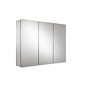 Croydex Brantley Tri-View Recessed or Surface Mount, Hang 'n' Lock Easy Installation Medicine Cabinet, 36W x 26H, Aluminum