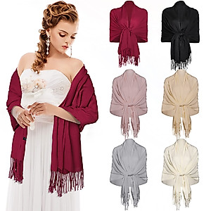 6 Pcs Women Scarf Shawl Bulk Wedding Soft Wraps and Scarf Bridesmaid Shawl, Wedding Shawl Scarves with Fringes for Women Gift(Multicolor)