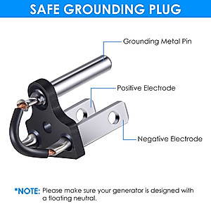 Dreyoo Neutral Ground Bonding Plug for Portable Inverter Generator, Grounding Plug Surge Protector Generator with Floating Neutral on RV, Motorhome, Camper for Open Ground Error(Black, 1 Pack)