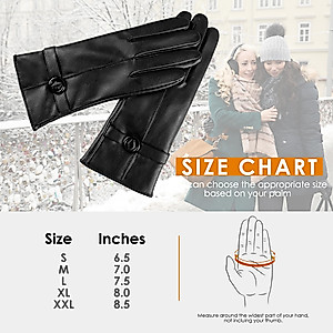 Womens Winter Leather Gloves Touchscreen Texting Warm Driving Lambskin Gloves (Black, M)