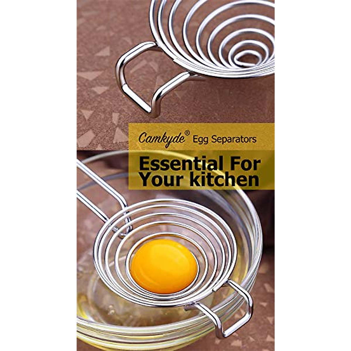 CAMKYDE Egg Separator Food Grade Stainless Steel Egg Yolk White Separation Tool （Red）