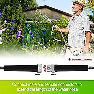 FUDESY 10ft Metal Garden Hose, Heavy Duty 304 Stainless Steel Water Hose Extension, Flexible, Lightweight, Kink & Tangle Free, Rust Proof, High Pressure, Easy to Store for Yard, Outdoor, RV(No Nozzle)