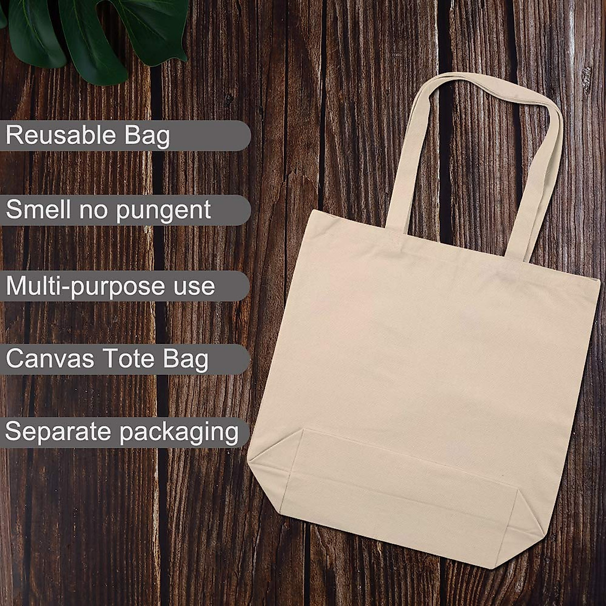 Canvas Tote Bags,2 Pcs Tote Bags Multi-Purpose Reusable Blank Canvas Bags Use For Grocery Bags,Shopping Bags,DIY Gift Bags
