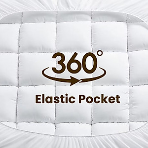 SLEEPAURA 5 Inch Thick Waterproof Mattress Topper - 3D Air Fabric – Noiseless, Breathable, Washable, Cooling Mattress Topper Elastic Fits up 8'' to 21'' Depth - White Bed Cover 60"x80" (Queen)