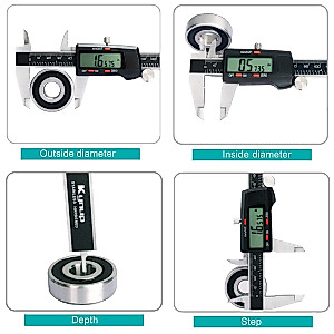 Kynup Caliper, Digital Caliper, Caliper Measuring Tool with Stainless Steel, Easy Switch from Inch Metric Fraction, Large LCD Screen, IP54 Waterproof Protection Design