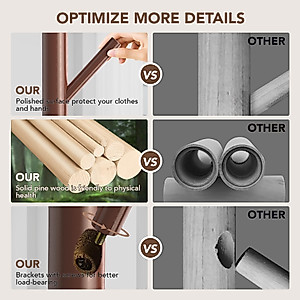 Hupmad Wooden Tree Coat Rack Stand,Sturdy Freestanding Coat Rack with 8 Hooks,3 Adjustable Height for Child Adult,Wood Coat Stand Tree Fits Entryway Bedroom Office for Bags,Hats