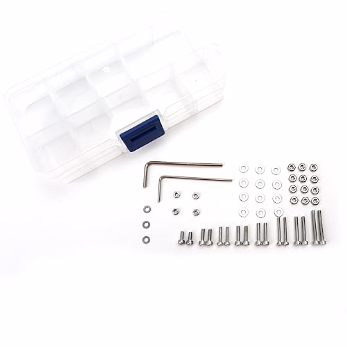 50pcs/set Universal Turntable Headshell Cartridge Mounting: Stainless Steel Hex Socket Head Screws, Bolts, Nuts, Metal Washers & Wrenches - Assortment Kit in A Mixed Boxed Case - For Phonograph Parts