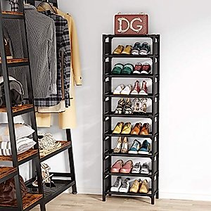 Tribesigns Vertical Shoe Rack, 9 Tiers Narrow Shoe Shelf 18 Pairs Slim Shelf for Shoes Narrow Shoe Rack for Small Space