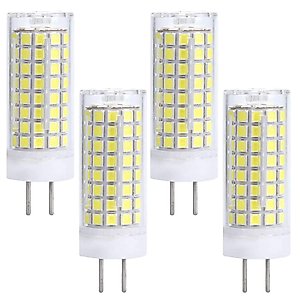 Lxcom Lighting GY6.35 LED Bulb 10W Dimmable Corn Light Bulb (4 Pack)- 2835 SMD 102 LEDs 90W Equal Daylight White 6000K G6.35/GY6.35 Base T4 JC Type 1000LM for Accent Landscape Lighting, AC 110V