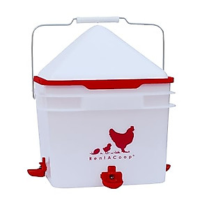RentACoop 2 Gallon Chicken BPA-Free Plastic Bucket Waterer Set with 4 Horizontal Nipples - Center Placement