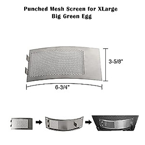 Mesh Screen XL for Big Green Egg,Punched Metal Mesh Screen for Extra-Large Big Green Egg, Bottom Vent Mesh Panel for BGE, XL BGE Stainless Steel Draft Door Screen, BGE Accessories, Grill Accessories