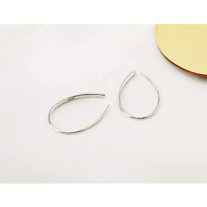 Handmade Earrings for Women, Pull Through Earrings, Sterling Silver Wire Open Hoops, Lightweight Hypoallergenic Fashion Threader Earrings for Girls Gifts Birthday, 1.2 Inch