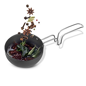 KSJONE Scratch Resistant Coating - Mini Tadka Pan for Eggs, Spices, Melting Butter - and more Tadka Pan,Large Tadka Pan for saag, dal, kadhi, dhokla (4 Inch Diameter)