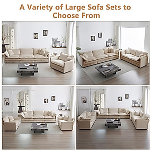 mikibama Luxury Oversized 3 Piece Sofa Set, 2 Pieces of 2 Seater and 1 Piece of 3 Seater Sofa, Modern Chenille Comfy Cloud Couches Set with 13 Pillow for Living Room Office, Light Coffee