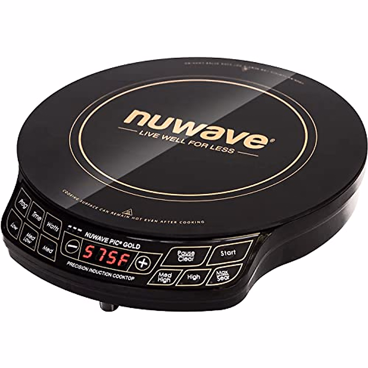 Nuwave Gold Precision Induction Cooktop, Portable, Powerful with Large 8” Heating Coil,100°F to 575°F, 3 Wattage Settings, 12” Heat-Resistant Cooking Surface