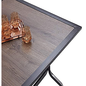 VICLLAX Outdoor Dining Table, Square Patio Furniture Table with Umbrella Hole