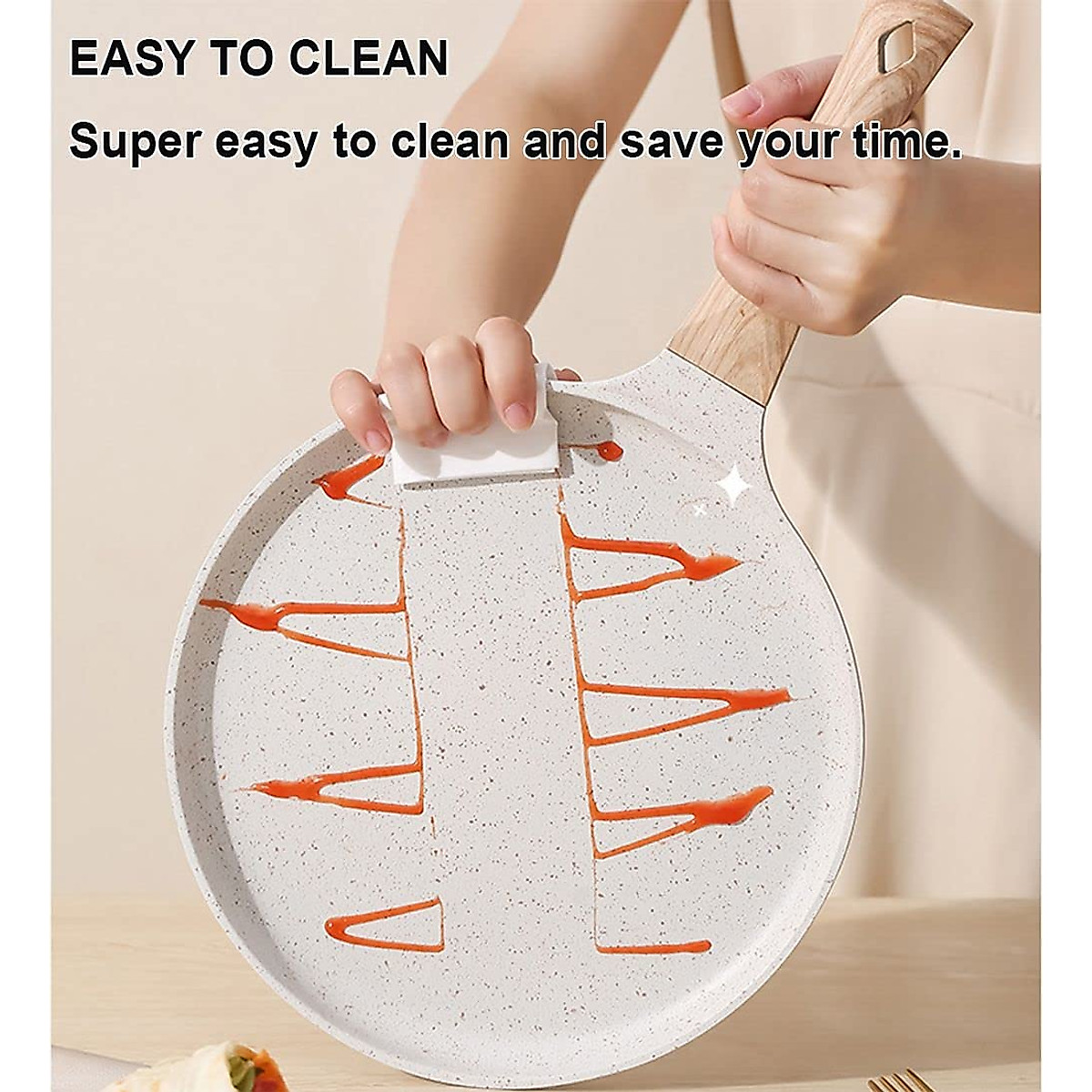 JUSTUP Non Stick Skillet Pan, 11 Inch Nonstick Crepe Pan Dosa Pan, Die-cast Auluminium Pancake Griddle Pan, PFOA Free Cooking Pan for Tortillas, Pancakes, Omelette, Egg Pan (11 Inch White)