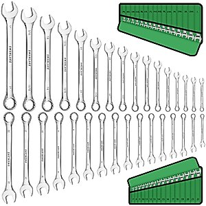 SWANLAKE 32-Piece Combination Wrench Set, SAE and Metric, 1/4"-1" & 7mm-22mm, 12 Point, Chrome Vanadium Steel