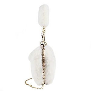 SUKUTU Faux Fur Purse Women's Heart Shaped Evening Handbags Small Cute Phone Crossbody Bag Clutches for Girls