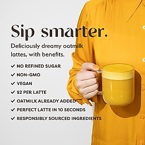 Clevr Blends Turmeric Powder Oat Milk Instant Latte Mix, Golden Milk, Moon Milk Latte Organic Spices, Coconut Superfood Creamer SuperLatte, Adaptogens, Reishi and Lion’s Mane Mushrooms and Probiotics