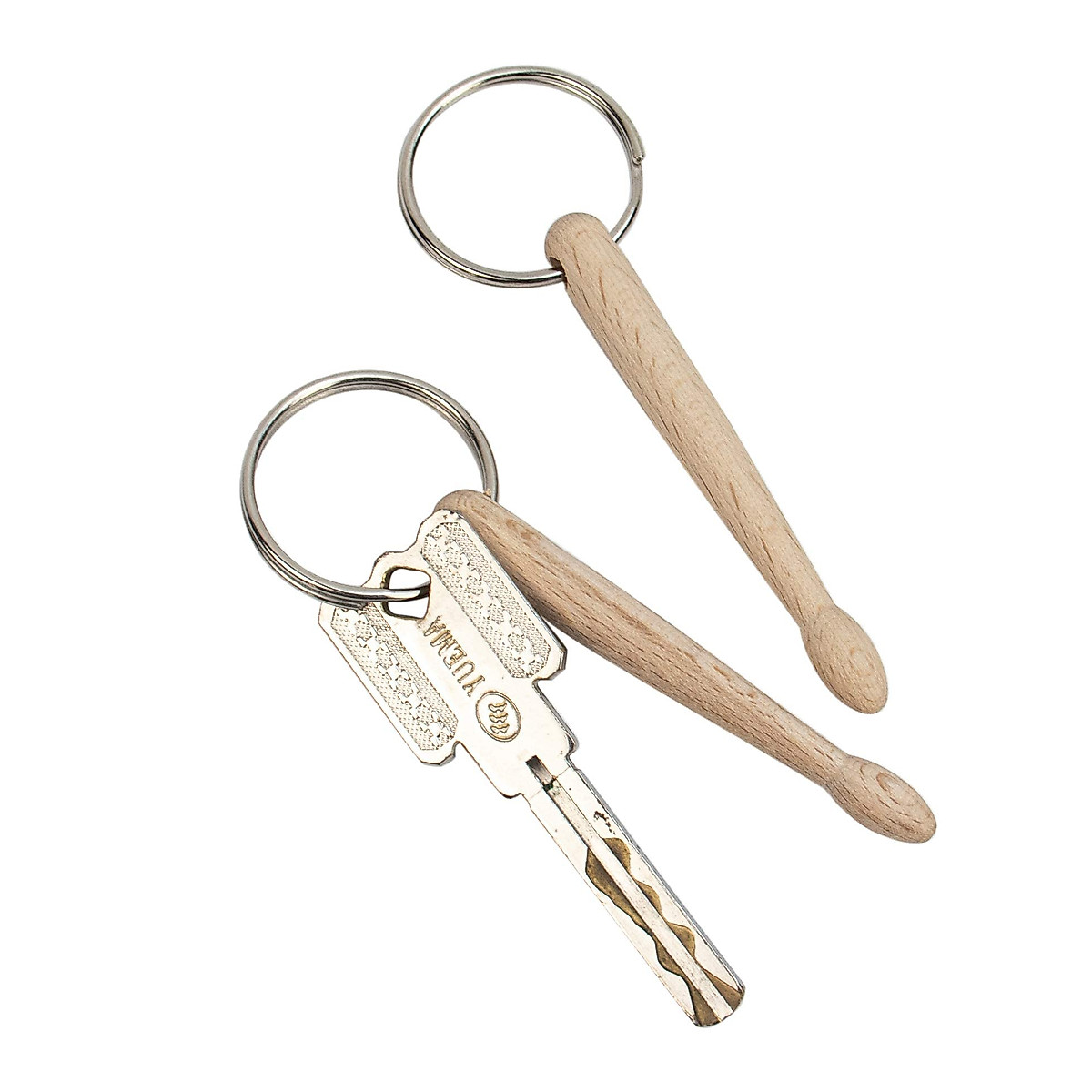 AUEAR, 4 Pieces Wood Drumstick Keychain Mini Wood Drumstick Keychain with One Stick and Two Sticks Drumstick Keychain for Drummer