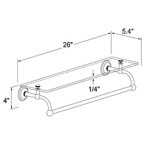 Ginger 2619T-24/SN London Terrace, Satin Nickel, 24" Glass Shelf w/Towel Bar