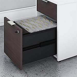 Bush Business Furniture Jamestown L Shaped Desk with Drawers, 72W, Storm Gray/White