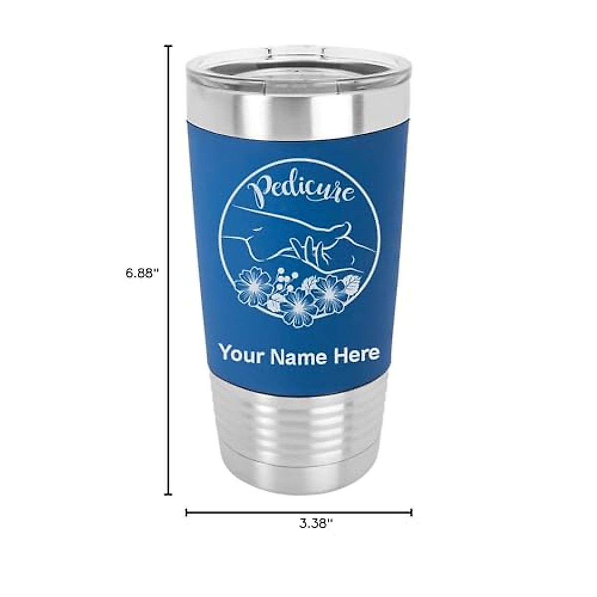 LaserGram 20oz Vacuum Insulated Tumbler Mug, Pedicure, Personalized Engraving Included (Silicone Grip, Dark Blue)