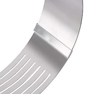 KEILEOHO Layer Cake Slicer Set, 2 PCS Stainless Steel Adjustable 7 Layered Bread Cutter Ring with Respective Diameter of 6-8 Inches and 9-12 Inches 3.4 Inches High