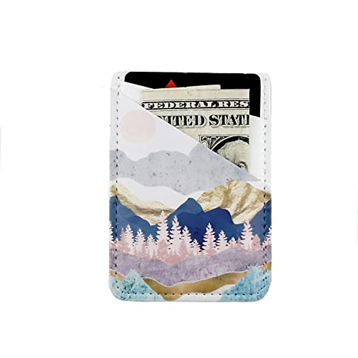 BayPastel X Adhesive Cell Phone Credit Card Stick On Wallet Holder Phone Pocket Pouch Sleeves for iPhone,Samsung Android and All Smartphones (Summer Mountain)