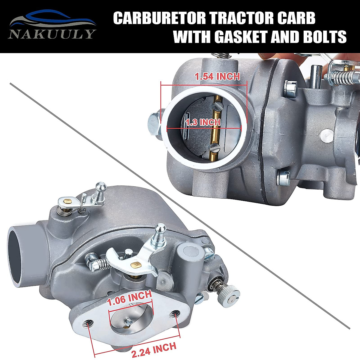 Nakuuly 8N9510C Marvel Schebler Carburetor for Ford Tractor with Gasket and Bolts Compatible with Ford Tractor 2N 8N 9N 1939-1952 Heavy Duty Replaces # TSX33 TSX-241B TSX241B 9N9510A