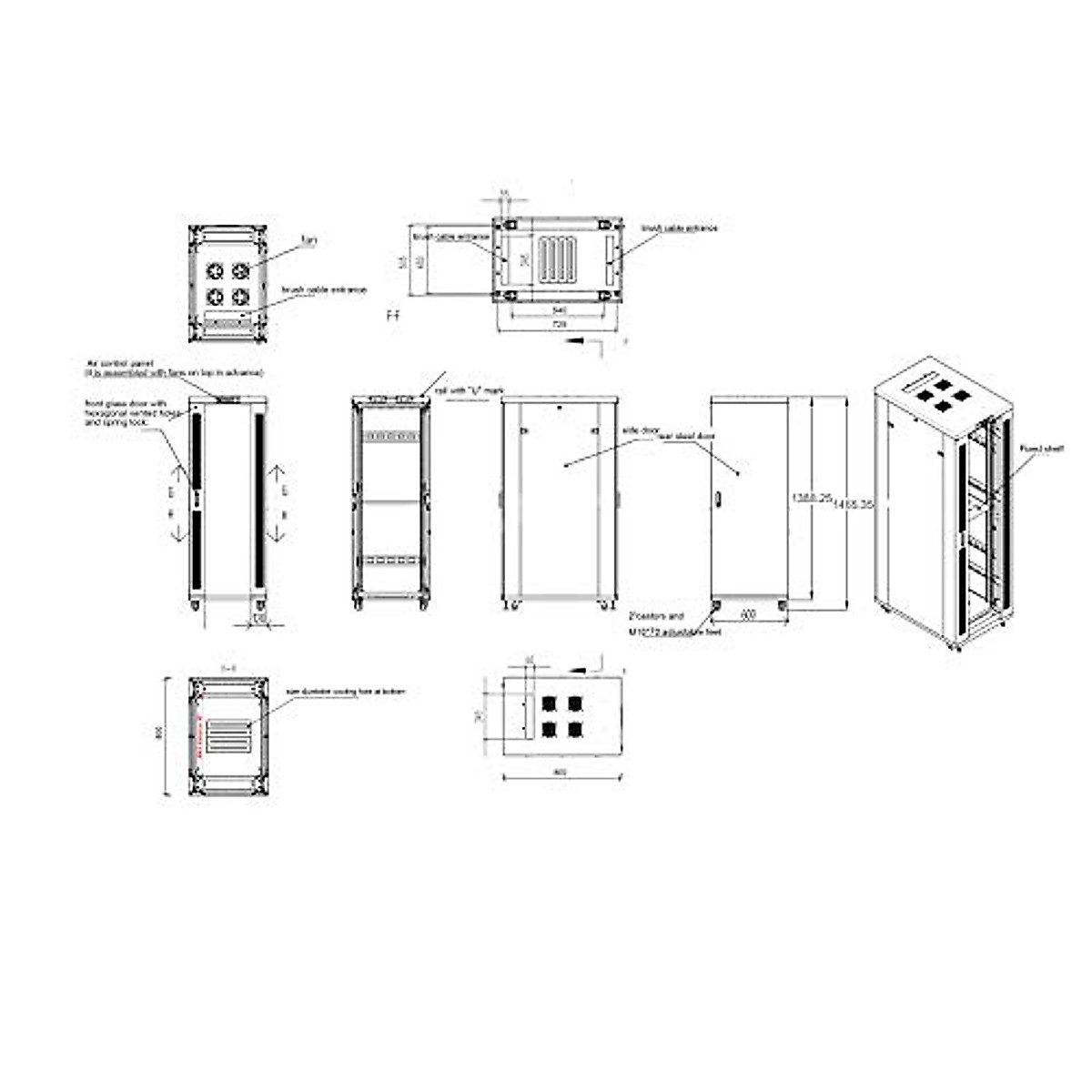 Server Rack - Locking Cabinet - Network Rack Cabinet Enclosure - 27U - Rack Mount - 32 Inch Deep - Server Cabinet - on Casters - Rack Shelf - Cooling Fan - Thermostat - Sysracks - SRF