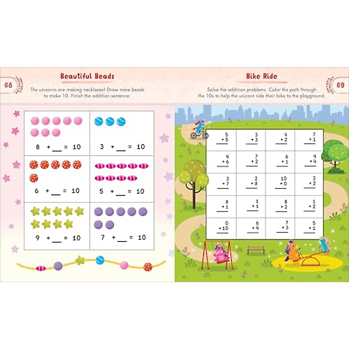 Kindergarten Activity Book Unicorns: 75 Games to Practice Early Reading, Writing, and Math Skills (School Skills Activity Books)