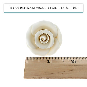 Global Sugar Art Premium Rose Edible Sugar Cake Flowers, White Medium Unwired, 25 Count by Chef Alan Tetreault