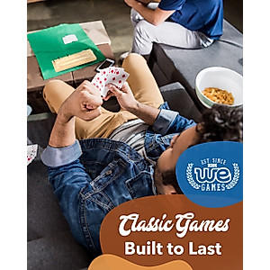 WE Games Wooden Cribbage Board Game Set, Continuous 3 Track for 2-3 Players, Travel Cribbage Board with Card Storage, Includes 9 Metal Pegs & Deck of Cards, Card Games, Classic Board Games for Adults